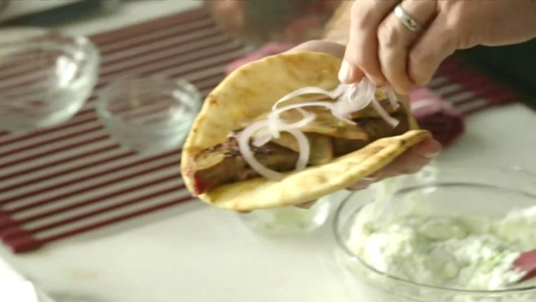 Curtis Stone's Souva with Pita and Tzatziki Recipe