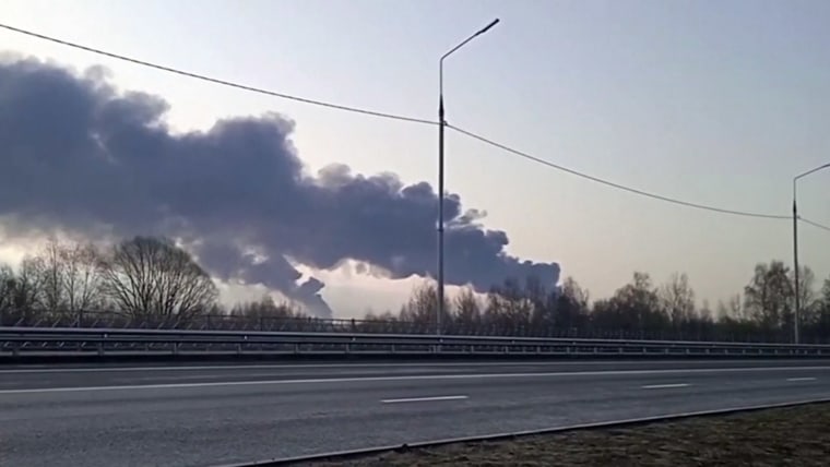 Large fire breaks out at oil depot in western Russia