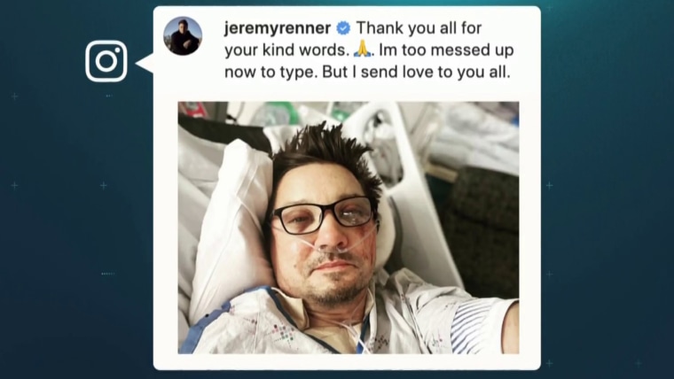 Jeremy Renner shares Instagram photo from hospital bed Jeremy Renner shares Instagram photo from hospital bed