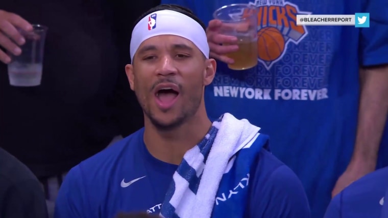 New York Knicks’ Josh Hart breaks into song during playoff game