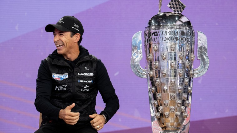 Hélio Castroneves brings famed Borg-Warner trophy to TODAY