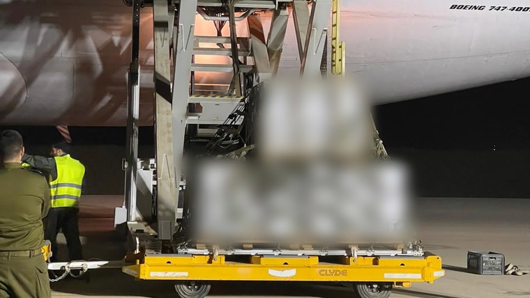 Israel says video shows advanced weaponry arriving from U.S.