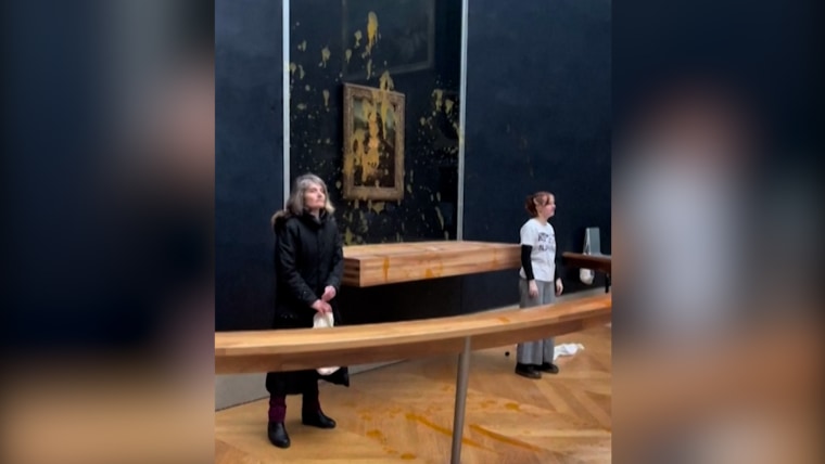 Watch: Protesters throw soup at the glass in front of the 'Mona Lisa'