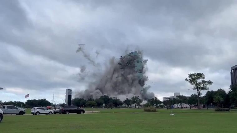 Capital One Tower in Louisiana imploded after hurricane damage