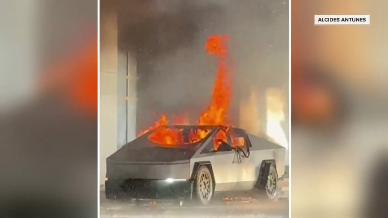 New images show moment Cybertruck explodes in Las Vegas