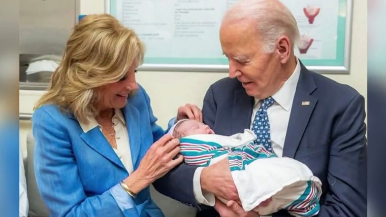 President Biden and Jill Biden welcome their first great-grandchild