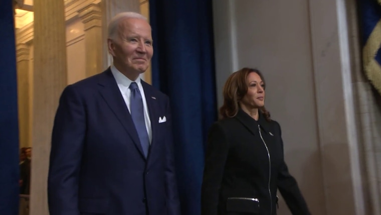 Biden and Harris enter the Capitol rotunda for Trump's inauguration