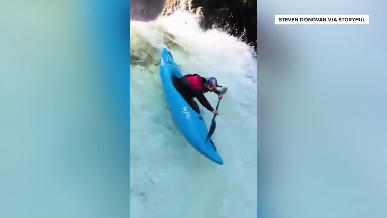 World champion kayaker plunges down nearly 100-foot waterfall
