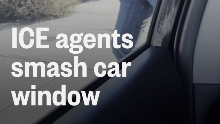 ICE agents smash car window during arrest