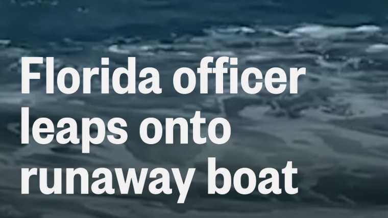 Florida officer leaps onto runaway boat