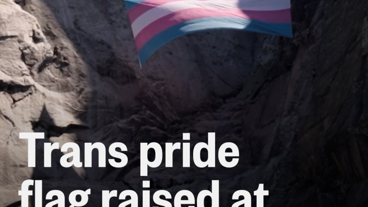 Activists raise trans pride flag at Yosemite