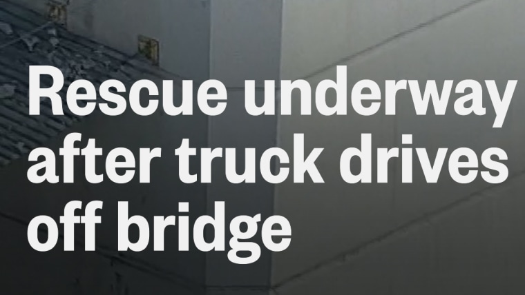 Rescue underway after truck crashes off Delaware bridge