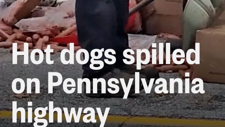 Hot dogs spilled on Pennsylvania highway