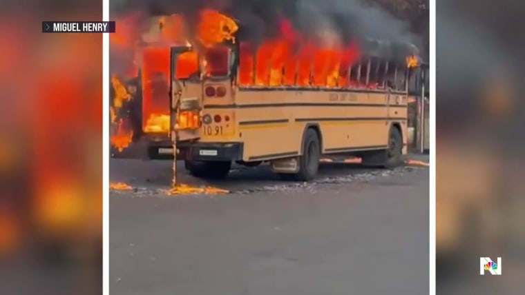 Tennessee school bus loaded with children catches on fire