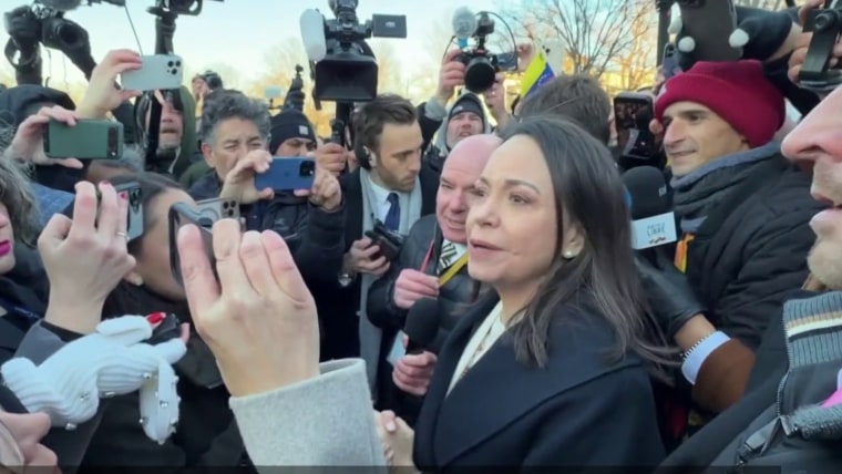 María Corina Machado gives Trump her Nobel Peace Prize medal in White ...