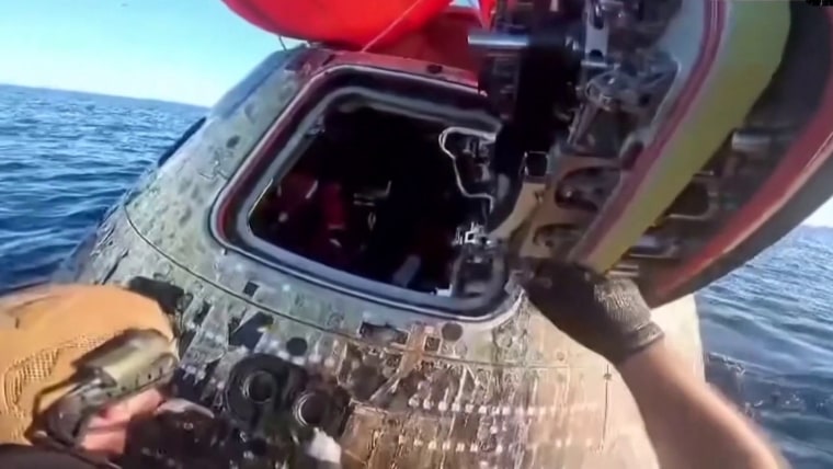 See Close-up View of Orion Space Capsule Opening After Mission