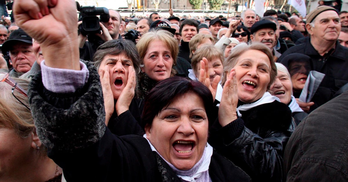 Thousands protest against Georgia president