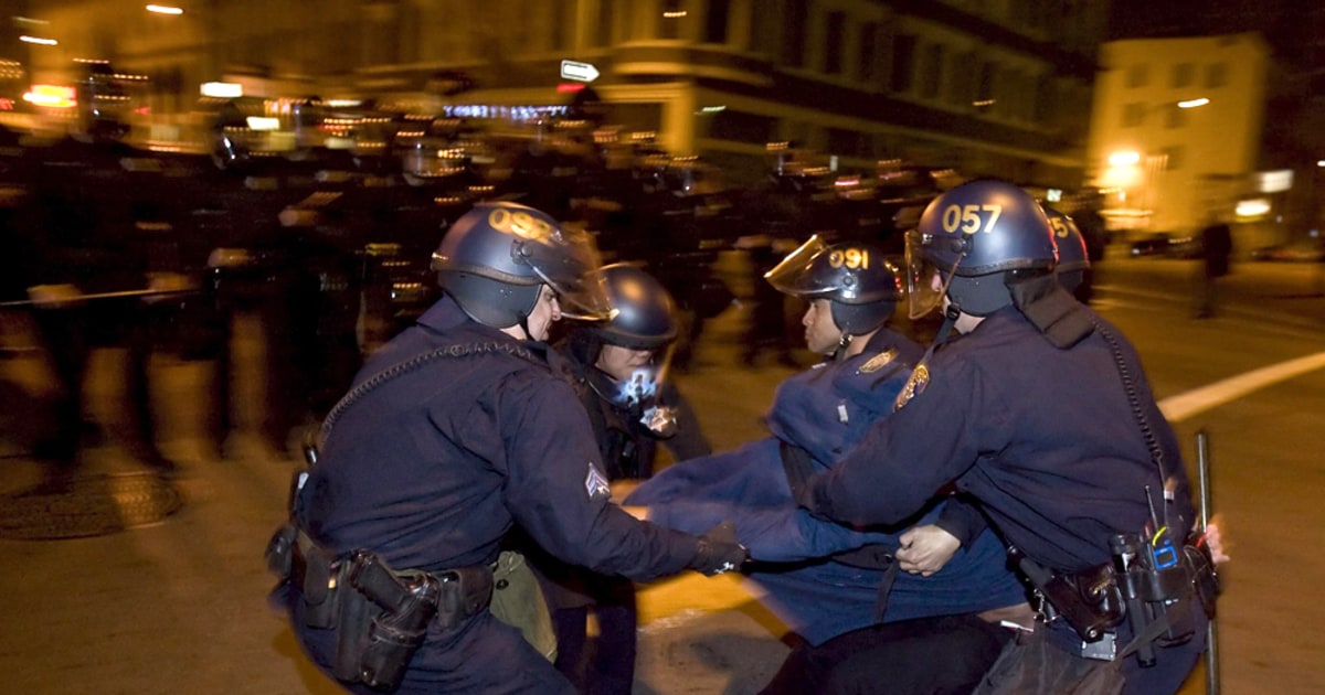 Police crack down after train shooting protests