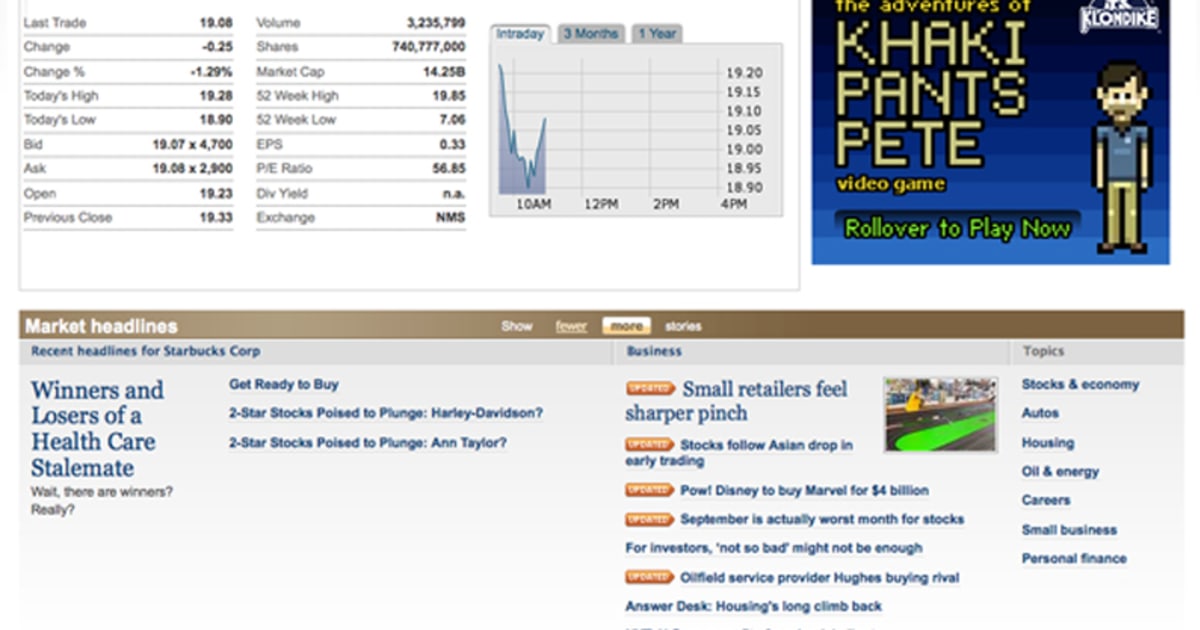 Msnbc.com launches new stock quote pages
