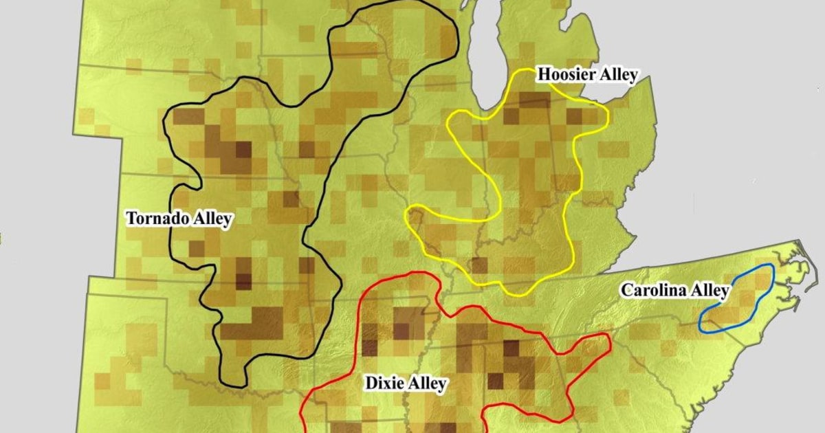 'Tornado Alley' actually four regions?