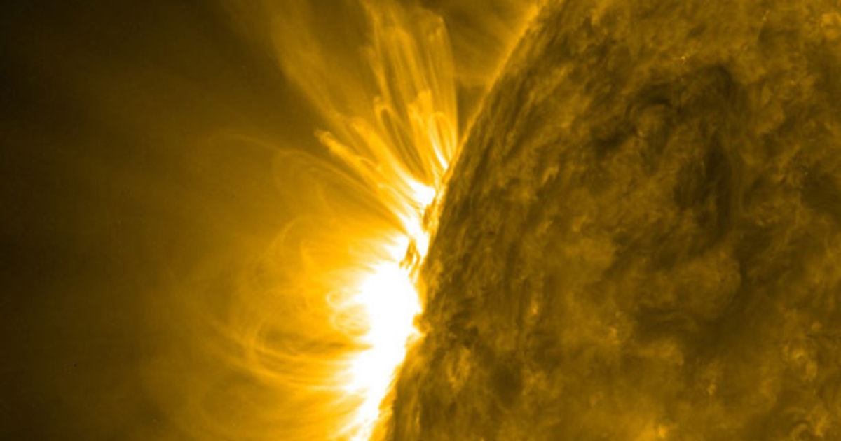 Magnetic loops shown erupting from the sun