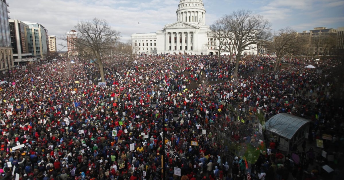 Tens of thousands at pro-labor rally in Wisconsin
