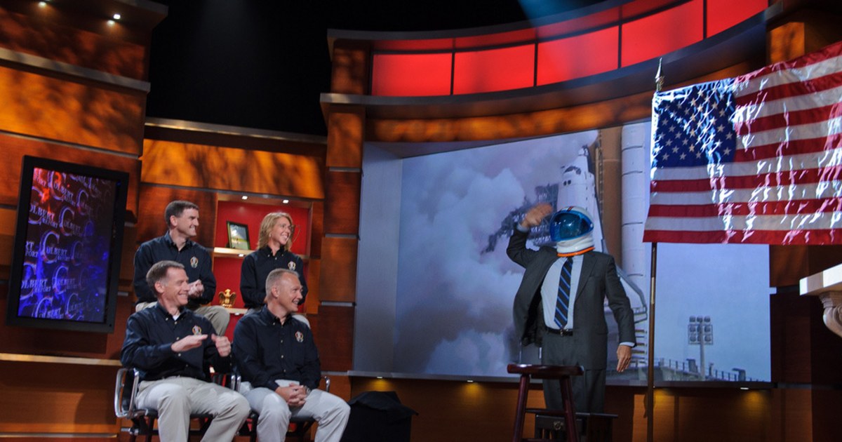 Astronauts launch into comedy on Colbert show