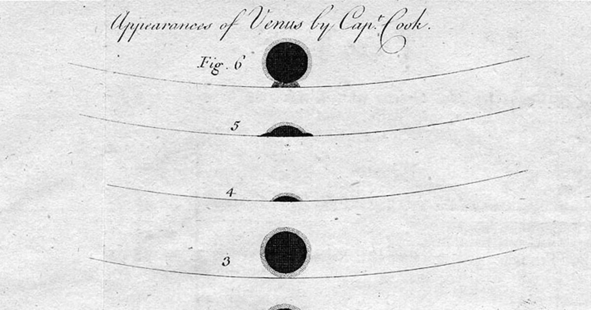 Historic transit of Venus sketched by Captain Cook