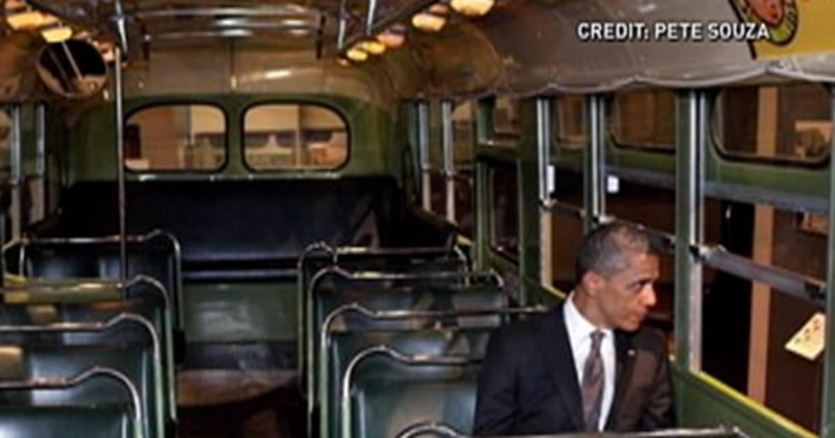 Obama sits in Rosa Parks’ seat