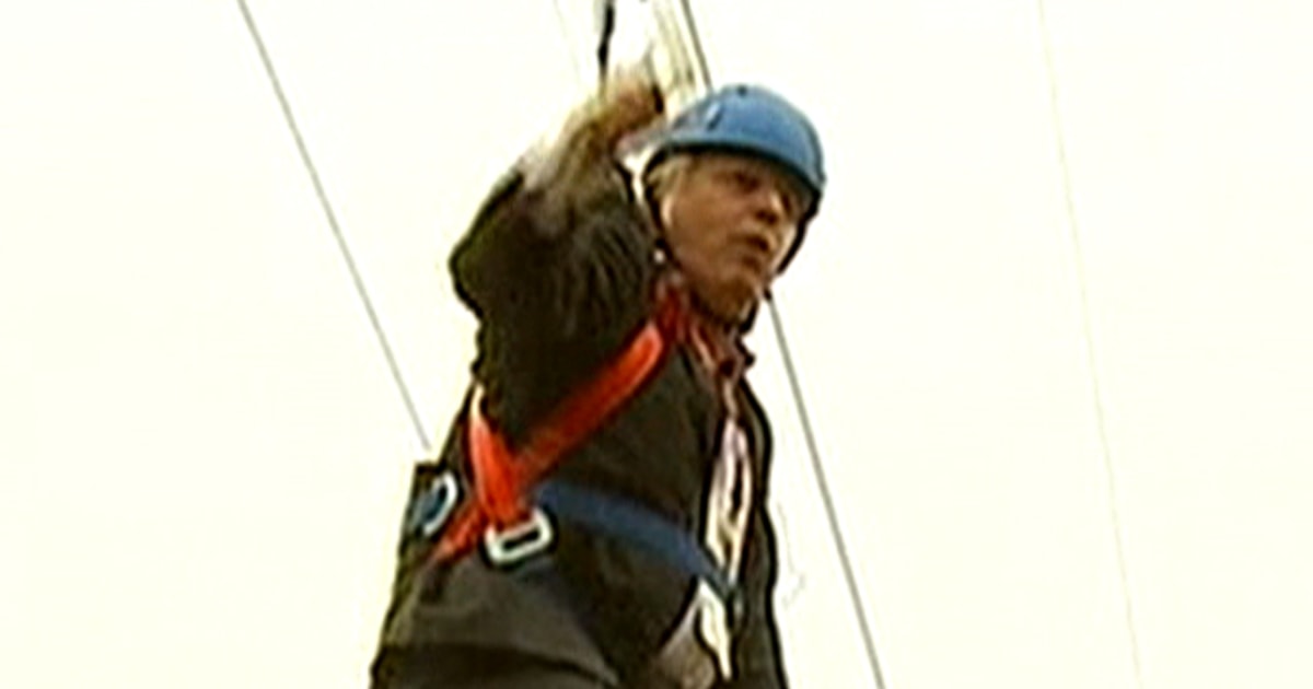 London mayor Boris Johnson stuck on Olympic zip line