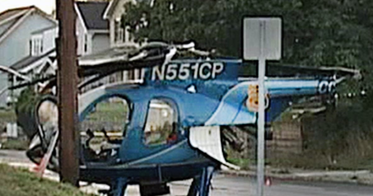 Chopper crash lands in Ohio street
