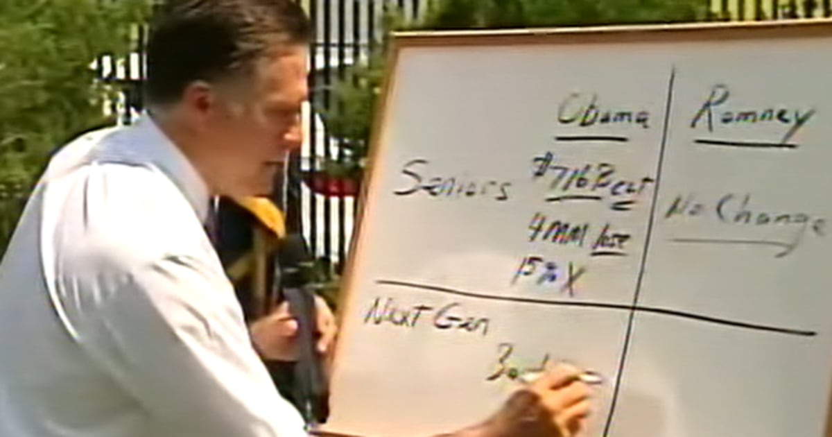 Romney breaks down Medicare plan on white board