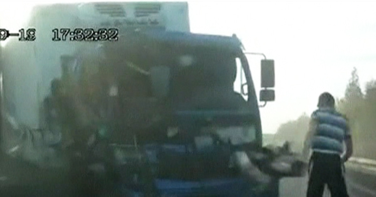 Driver crashes through windshield during wreck