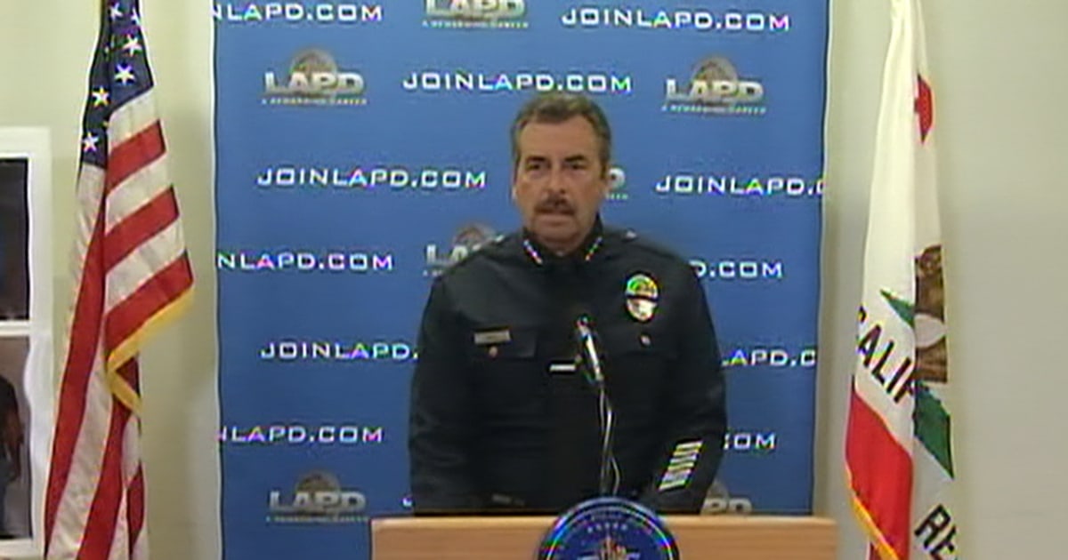 LAPD chief holds briefing on ex-cop wanted in slayings
