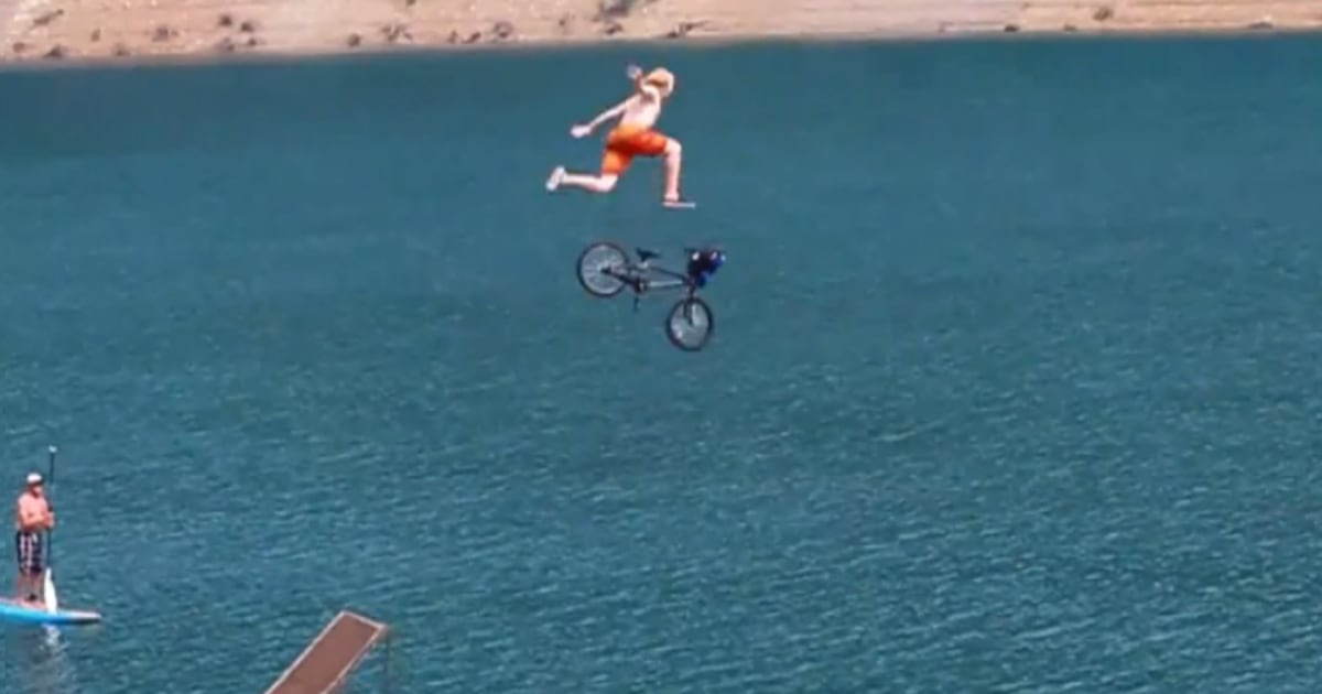 GoPro video: Biker flies off ramp