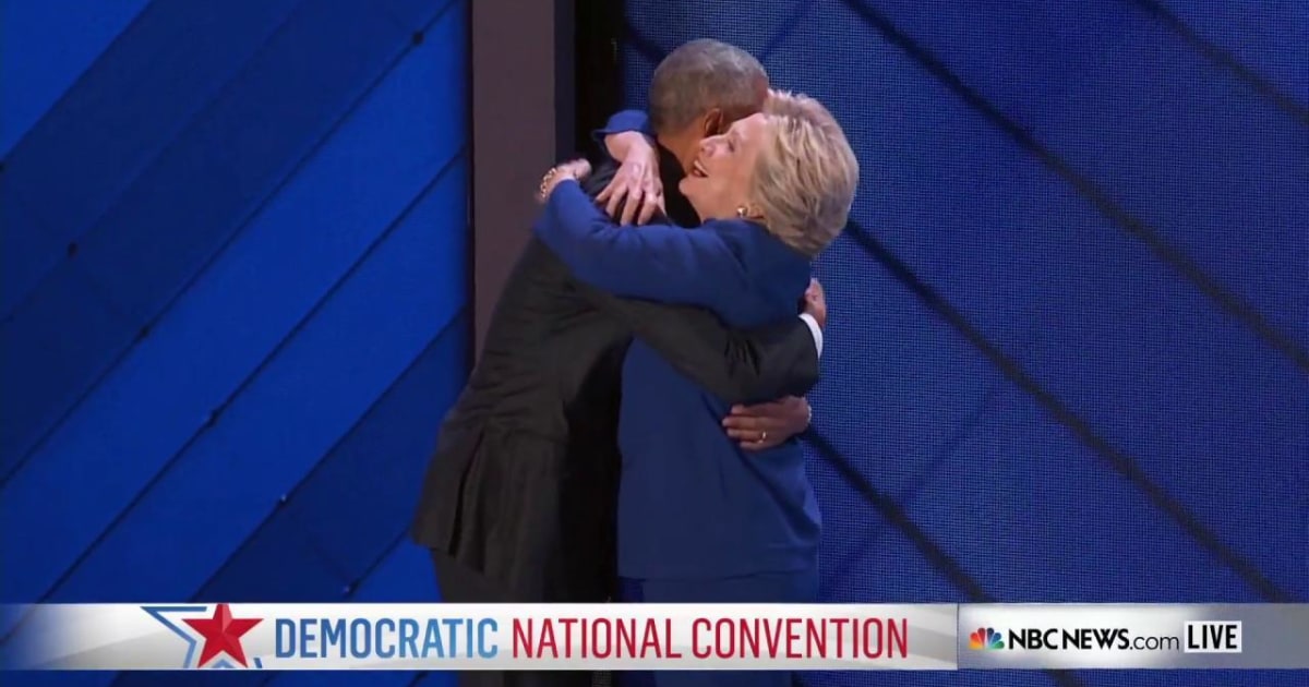 Hillary Clinton Greets President Obama With Hug