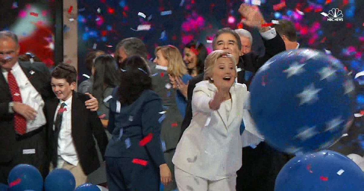 Watch: Clinton and Friends Celebrate Nomination With Balloons