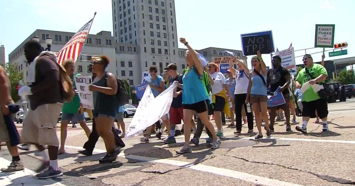 Protesters Assemble in Philadelphia on Day 1 of DNC