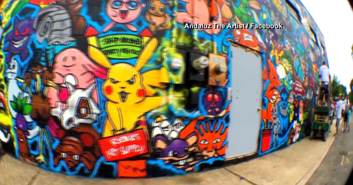 Artist Creates Huge Pokemon-Themed Graffiti Mural