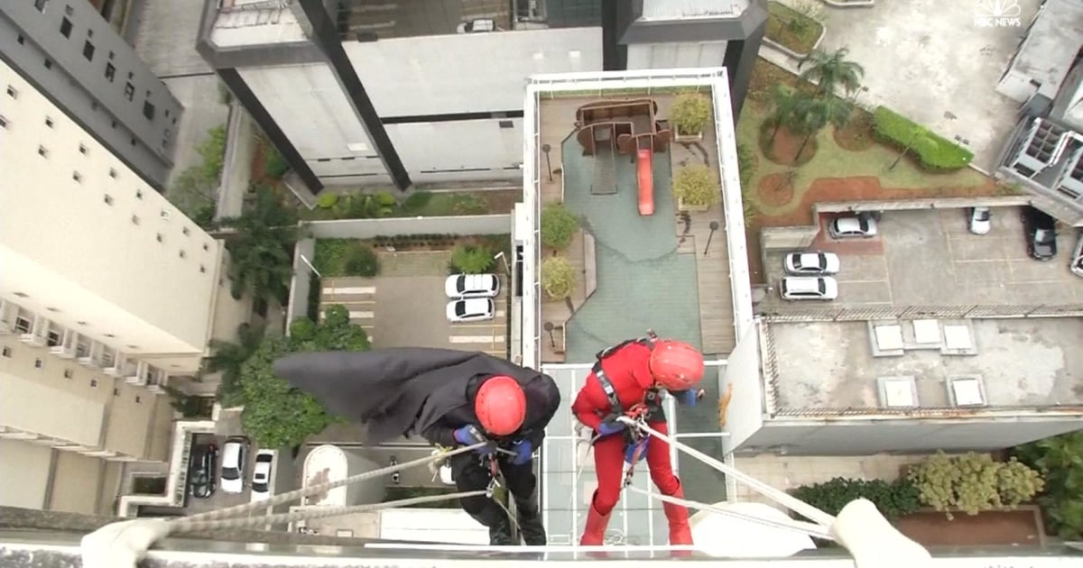 Superhero Window Washers Surprise Sick Children