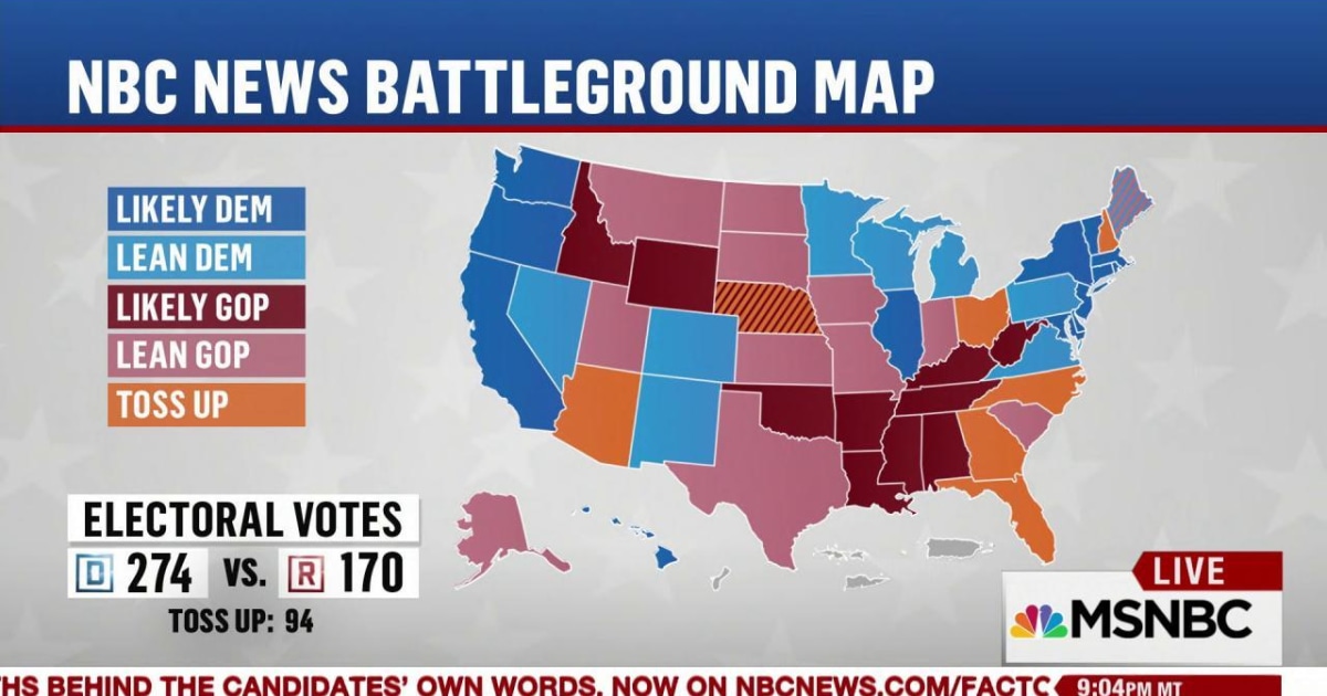 Clinton leads NBC Battleground Map on Election Eve