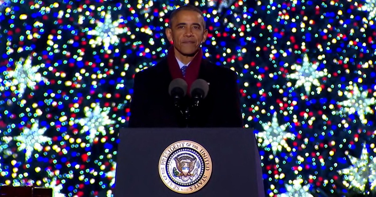 President Obama delivers remarks at National Tree Lighting for final time.