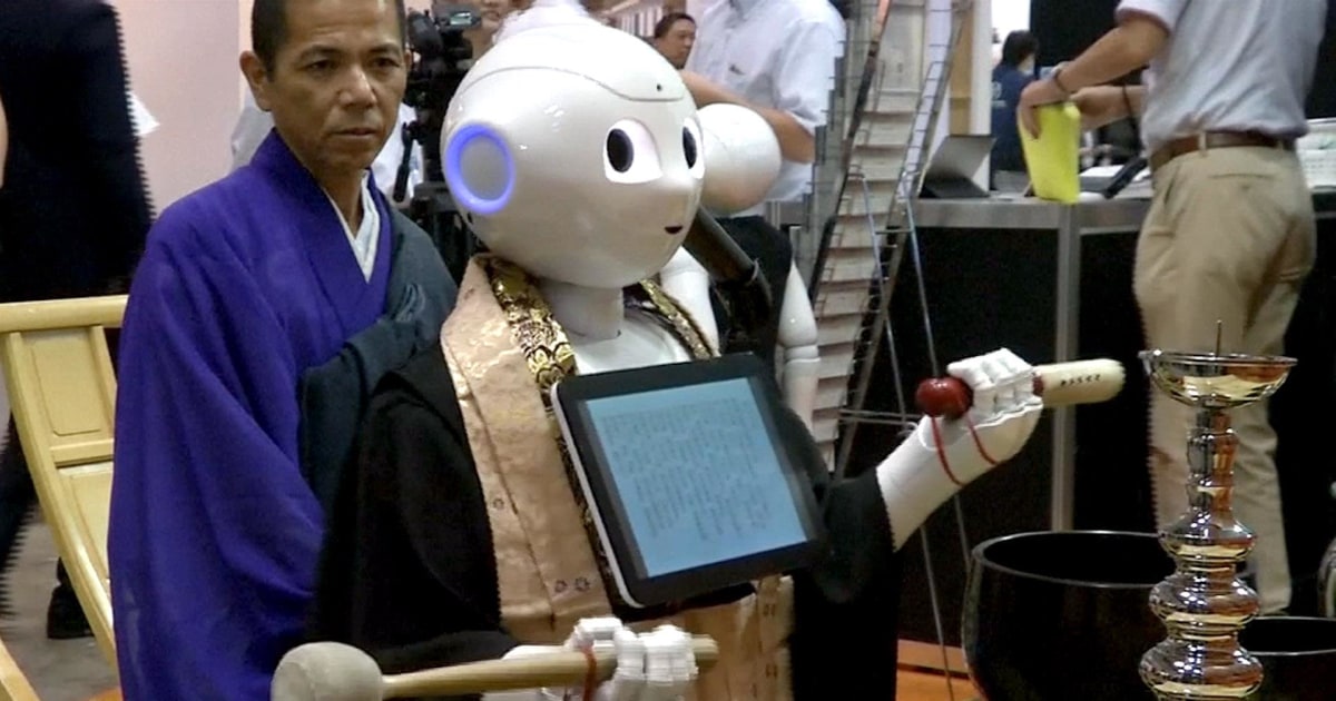 Humanoid robotic Buddhist priest on show in Tokyo, Japan