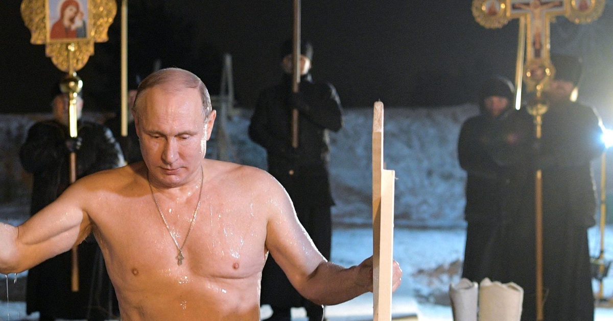 President Putin dips into freezing Lake Seliger, Russia, to mark Epiphany