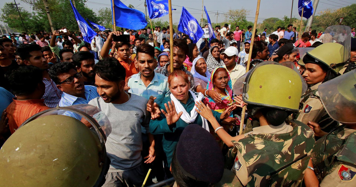 Members of India’s lower-caste stage protests