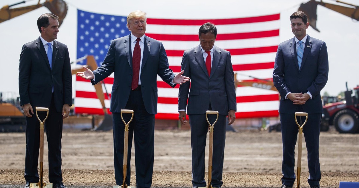Trump touts job creation at Foxconn groundbreaking in Wisconsin