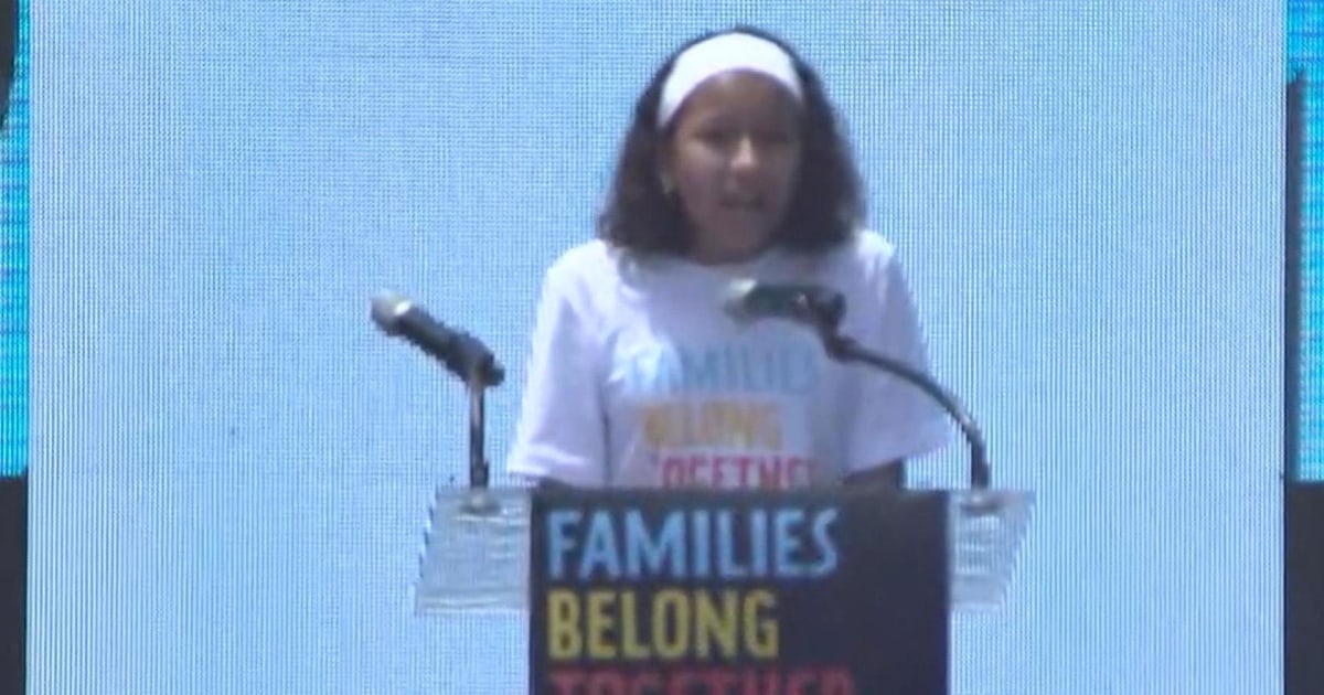 12-year-old Leah gives emotional speech at 'Families Belong Together' rally