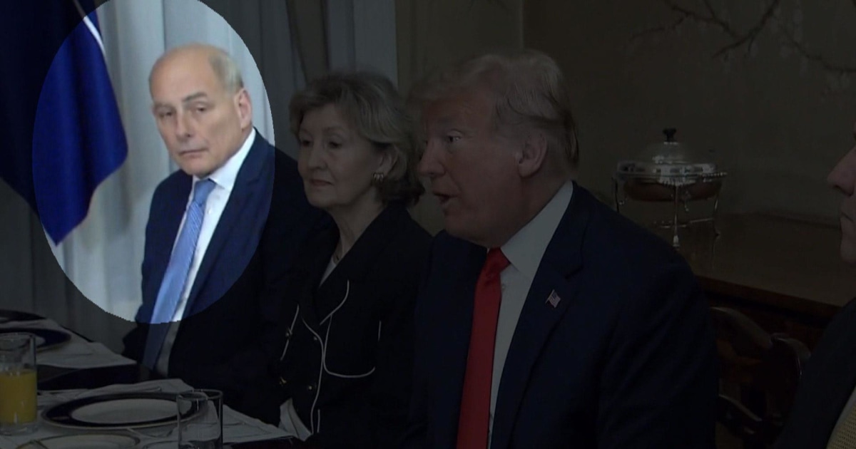 John Kelly looks uncomfortable while Trump slams Germany at NATO breakfast