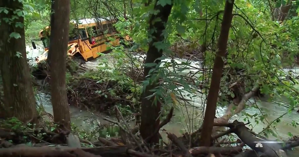 Video captures school bus swept away by floodwaters
