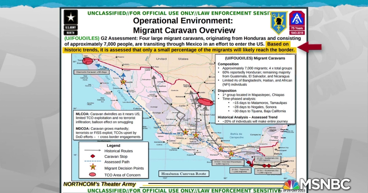 U.S. military assessment of caravan doesn't match Trump's panic